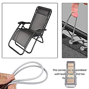 4 Pcs Universal Replacement Cord for Chair Universal Bungee Cord Laces Elastic Oxford Rope Gravity Chair Repair Kit for Lounge Chair Recliners Anti Gravity Chair Bungee Chair (Grey)
