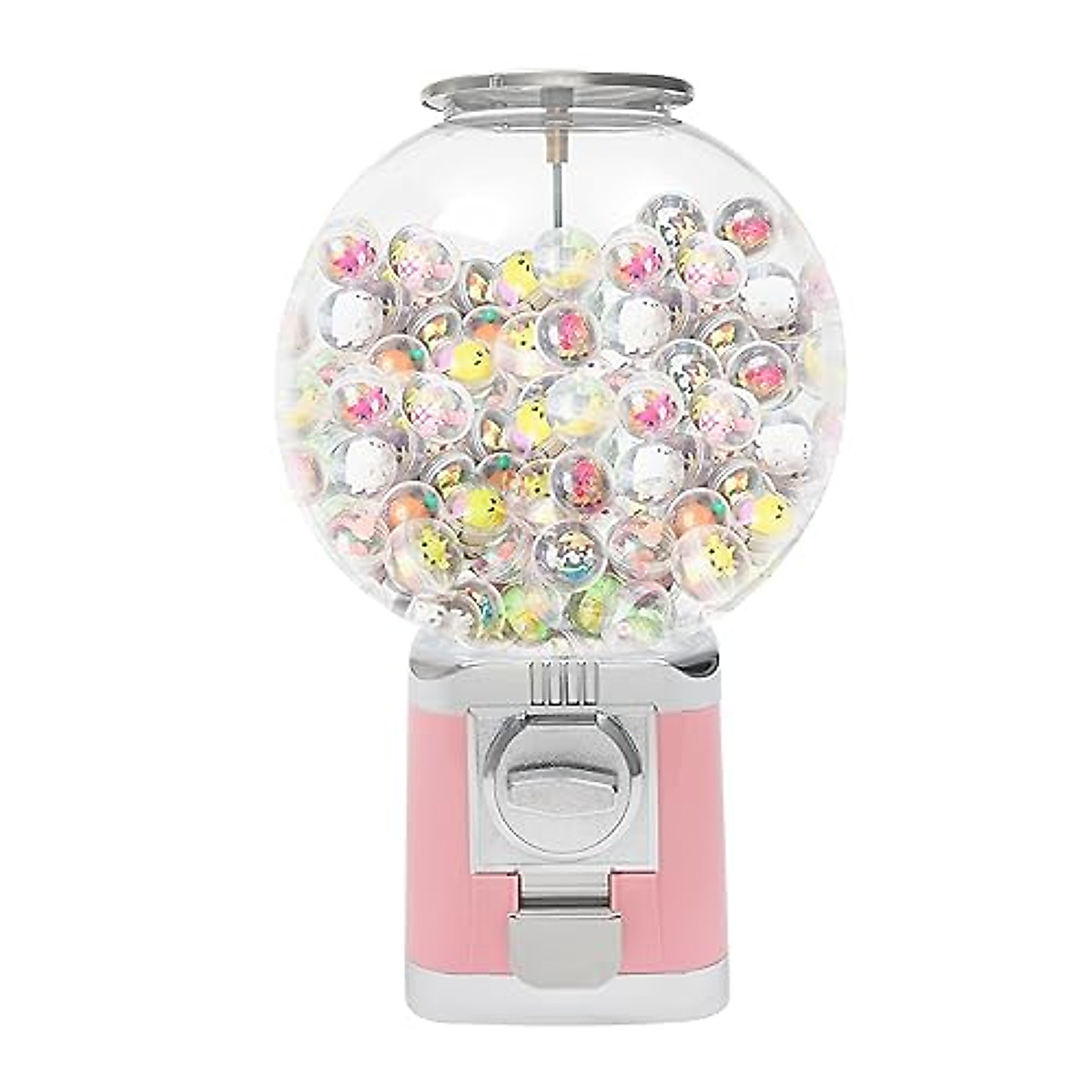 Gdrasuya10 Vending Machine, 18.11" Big Bubble Gumball Machine Lockable Candy Gumball Dispenser Machine Large Capacity Toy Vending Machine for 1.26inch Ball, Candy or $1 Coins, Pink
