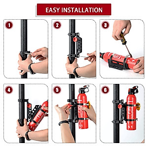 Z8LED UTV Fire Extinguisher Mount/Adjustable Roll Bar Fire Extinguisher Mount Holder for 1.75''-2'' Roll Bar Compatible with UTV Polaris RZR Ranger Camper Van(Aluminum Alloy, Quick Release)