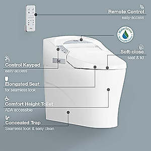 OVE Decors Yosemite Smart Toilet with Integrated Bidet Seat, Heated Seat with Auto Flush and Warm Water and Multi Function Remote Control, White