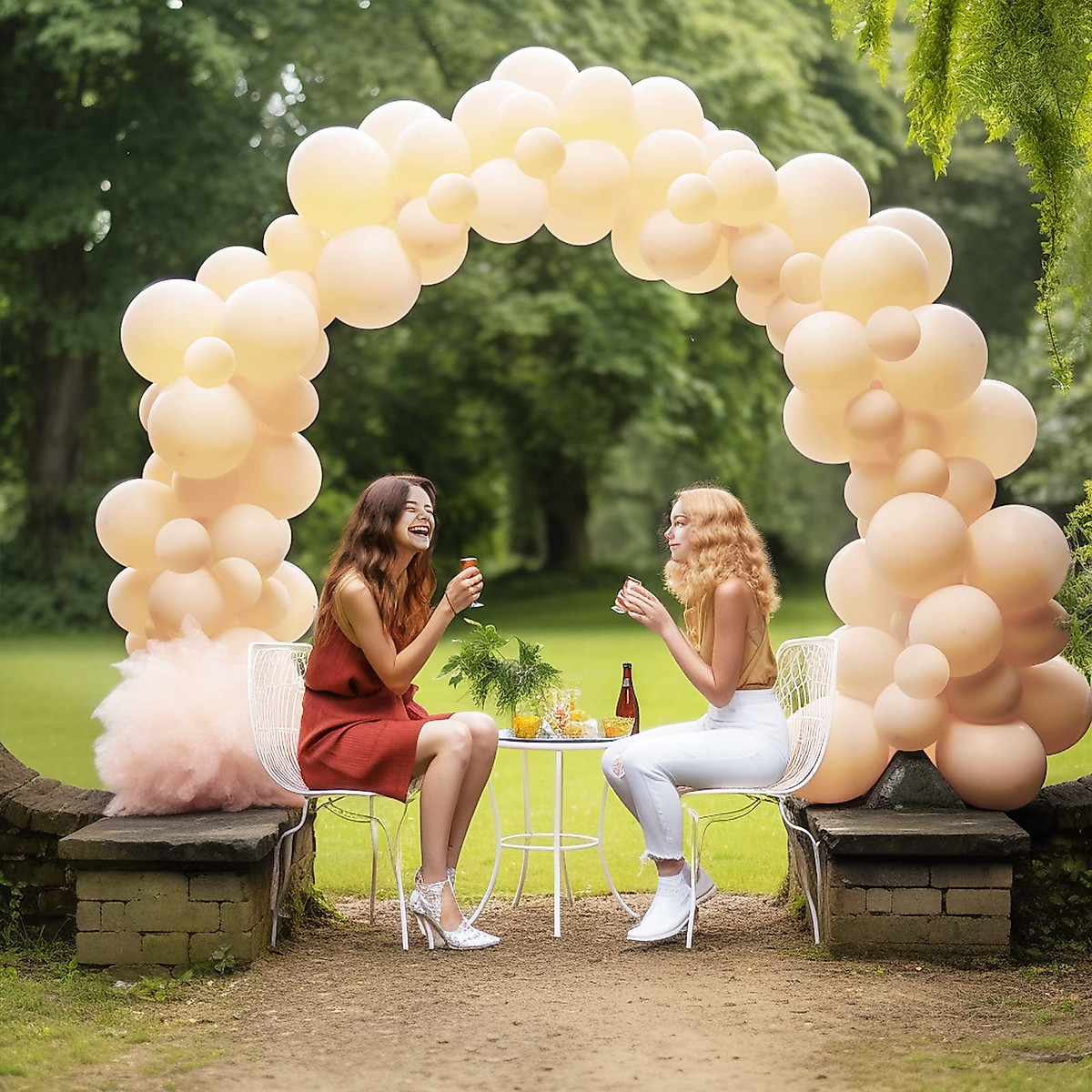 Double Stuffed White Nude Balloons Different Sizes 5In 12In 18In, 2 Layer Thick Balloon Garland Arch Kit, Boho Beige Balloons Ivory White Blush Balloon Garland Pastel Latex Balloons Sets