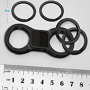 LDJZON Key Chain Quick Release Spring with 4 Key Rings Car Keychain for Men and Women (Black)