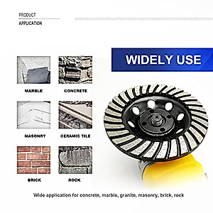 SHDIATOOL 4-1/2 Inch Turbo Row Diamond Grinding Cup Wheel for Concrete Granite Marble Masonry Brick Fits 7/8 Inch Arbor