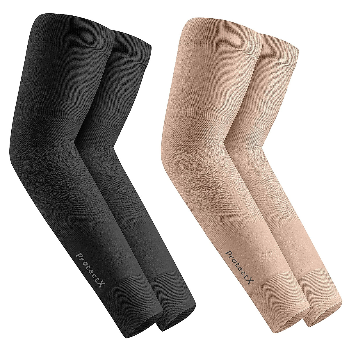 ProtectX 2 Pairs Sun Protection UV Cooling Arm Sleeves for Men Women, Breathable, Moisture-Wicking, Compression for Golf, Cycling, Football, Sports, Outdoor activities