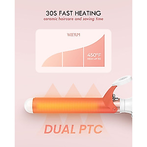 WEEYUM 1 1/4 Inch Curling Iron, Large Barrel Curling Wand for Hair, Ceramic Tourmaline Hair Curling Iron Double Voltage(100-240V)