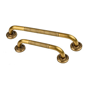 2 Pack 20 Inch Anti Slip Bronze Shower Grab Bar Polished Gold,ZUEXT Antique Brass Bathroom Grab Bar, Knurled Balance Bar,Safety Hand Rail Support Handicap Elderly Injury Senior Assist Bath Handle