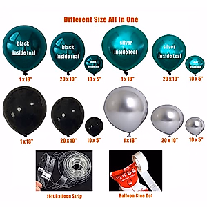 Oopat DIY Metallic Emerald and Teal Balloon Garland Arch Kit Engagement Anniversary Communion Graduation 30th Birthday Event Backdrop Party Decoration (Emerald and Teal)