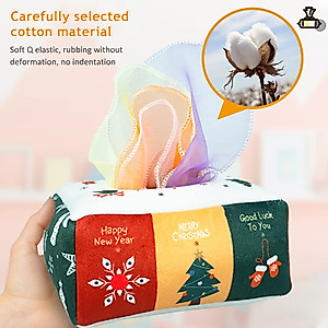 ikasus Baby Tissue Box Toy Cartoon Pattern Montessori Toy for Babies, Educational Preschool Learning Toy High Contrast Crinkle Paper Sensory Silk Scarves Toys for Baby Toddler Infants Newborns