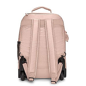 Kipling Sanaa Large Metallic Rolling Backpack Rose Gold Metallic