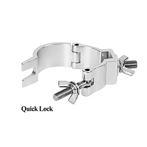10 Pack 1-1/2 Inch OD Stage Lighting Clamp, Single Buckle Quick Lock Truss Mount Hook Fit for 1-1/2" -1-9/16" OD Pipe, Heavy Duty 165 Lbs for DJ Par Lighting Spot Lights Moving Head, Aluminum 6061