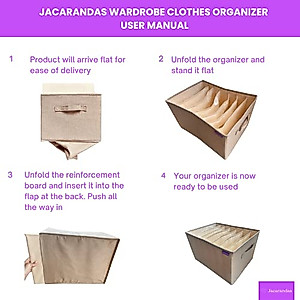Jacarandas Oversize Wardrobe Clothes Organizer, Clothes Organizer for Folded Clothes, Jeans Organizer, Pants Organizer, Stackable, 7 Grids, Beige