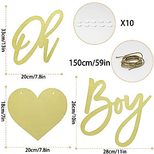 KINMAD Wooden Oh Boy Sign for Baby Boy Shower Decorations Backdrop for Gender Reveal Banner,Birthday Party,Baptism Decor and Wall Photo Prop(Gold)