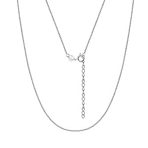 Ginger Lyne Collection Box Necklace Chain for Men or Women, 925 Sterling Silver 1mm Width 24 Inch, Gifts for Her