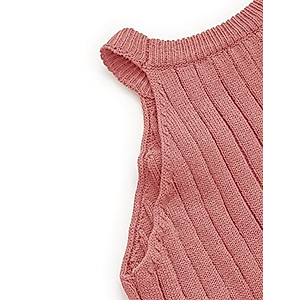 SweatyRocks Women's Knit Crop Top Ribbed Sleeveless Halter Neck Vest Tank Top Watermelon Pink M