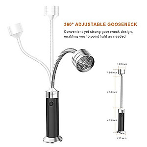 BBQ Grill Light Grilling Accessories for Outdoor, Barbecue Magnetic LED Lights Flexible Gooseneck Weather Resistant, Men Dad Gifts Pellet Weber Traeger Smoker Pit Boss Blackstone Griddle Gadget 2 Pack