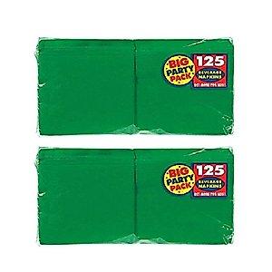 Amscan Big Party Value Pack 250 Count Beverage Napkins, Green
