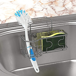 SimpleHouseware Kitchen Sink Caddy Organizer for Brush Sponge Holder, Chrome