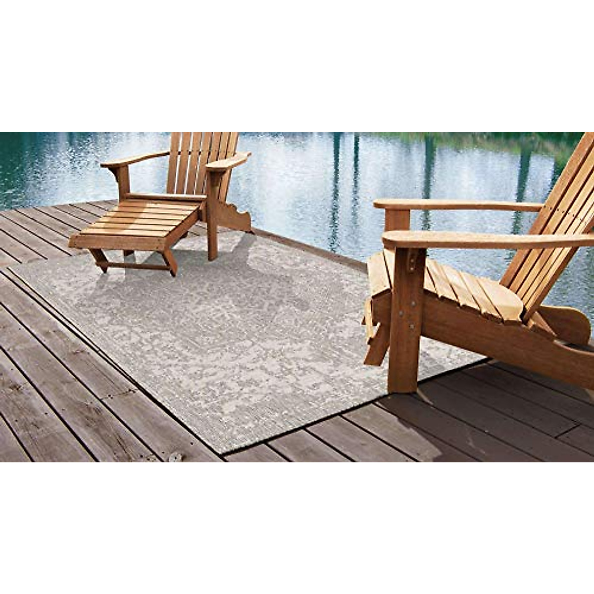 Unique Loom Jill Zarin Outdoor Collection Medallion Area Rug (9' 0 x 12' 0 Rectangular, Gray)