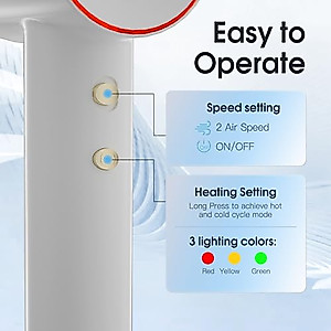 Hair Dryer, 110,000 RPM Brushless Motor High-Speed Low Noise Thermo-Control with 200 Million Negative Ionic Blow Dryer,1500W Fast-Drying Portable Hairdryer for Home, Travel White (White Gold)