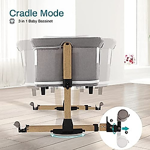 Homcosan 3 in 1 Bassinet Bedside Sleeper with Wheels Portable Baby Cradle Bassinet with Mattress 5 Heights Adjustable Baby Bassinet