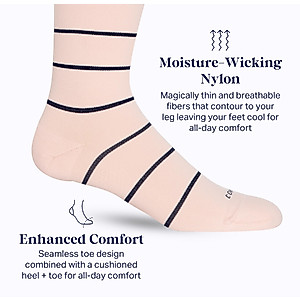 Comrad Nylon Knee High Socks - 15-20mmHg Graduated Compression Socks, (Medium, Rose/Navy) - Soft & Breathable Support Socks for Men, Pregnant Women, Nurses, Home, Work, & Travel