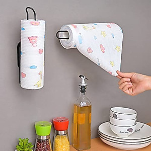 Paper Towel Holder Under Cabinet, H-SPACE Wall Mount Paper Towel for Kitchen, Self-Adhesive and Drilling Paper Towel Bar, Paper Towel Rack, SUS201 Stainless Steel 11 inch (Black, 2PC)