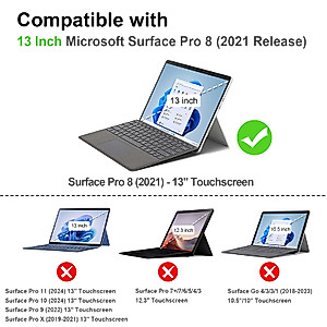Fintie Hard Case for 13 Inch Microsoft Surface Pro 8 (2021 Release) - Shockproof Folio Protective Rugged Cover with Pen Holder, Compatible with Type Cover Keyboard + Original Kickstand, Frost Gray