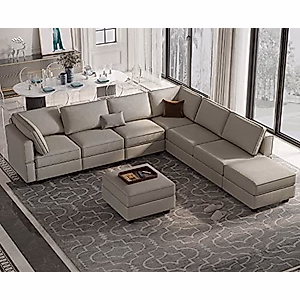 Belffin Modular Sectional Sofa with Storage Chaises Sleeper Couch 8 Seat Bed Grey…