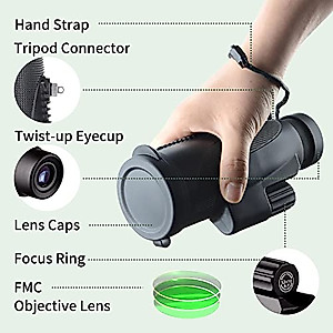 Gosky 12X50 Monocular Telescope with Smartphone Holder - Waterproof Fog-Proof Shockproof Scope BAK-4 Prism FMC for Bird Watching Hunting Camping Traveling Wildlife Scenery