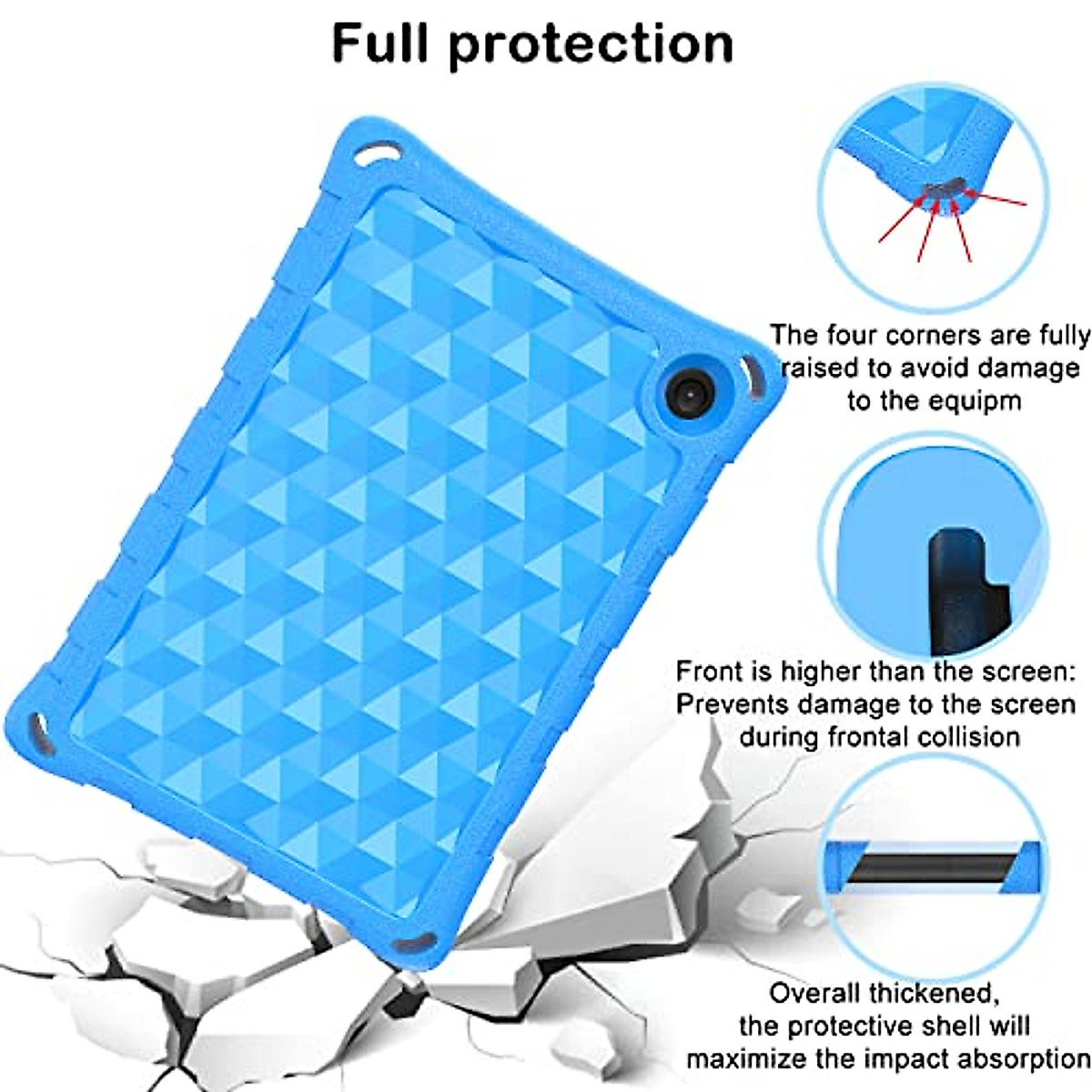 Fire 7 Tablet Case for Kids (only Compatible 12th Gen, 2022 Release), OQDDQO 2022 New Kindle Fire 7 Case, Extra Thick Protective Layer Double-Layer Shockproof in Four Corners (Blue)