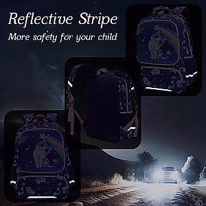 Moonmo Backpack for kids Backpack for Elementary Students, Waterproof Large Capacity School Bag Light Weight Backpack Primary School Backpack for girls (Purple cat)