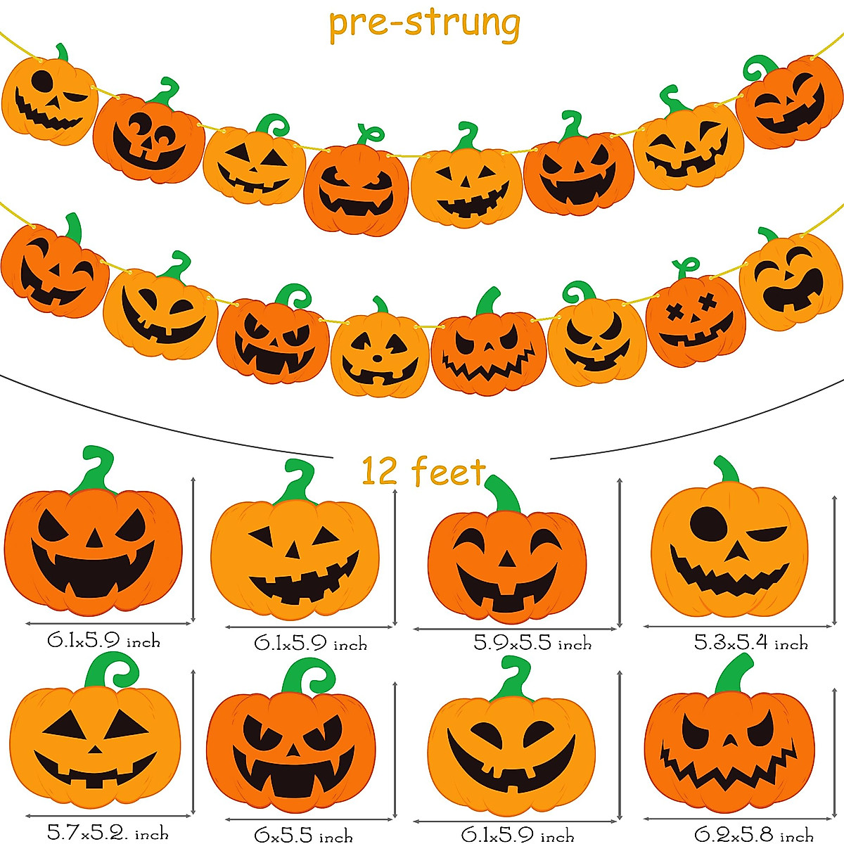 Halloween Pumpkin Banners Halloween Party Decorations Orange Pumpkin Cutout Banners 2Pcs Halloween Hanging Decor for Fall Festivals Birthday Baby Shower Party Supplies