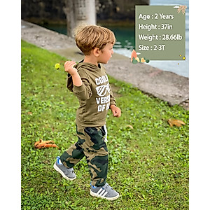 ZOEREA Toddler Baby Boys Clothes Letter Printed Hoodie Sweatshirt Tops+Camouflage Long Pants 2PCS Outfits Set