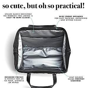 Fit & Fresh Cloverdale Adult Insulated Lunch Bag with Side Pouch & Carry Handles, Complete Lunch Kit Includes 2 Containers, Snakeskin