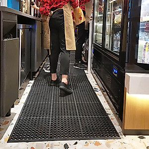 uyoyous Commercial Drainage Floor Mat with Holes 59 x 35.4 Inch Restaurant Bar Floor Mat Rubber Drainage Mat Heavy Duty Kitchen Anti-Fatigue Drainage Rubber Matting