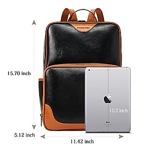 BOSTANTEN Genuine Leather 15.6 inch Laptop Backpack for Women Computer Bag College Casual Backpack
