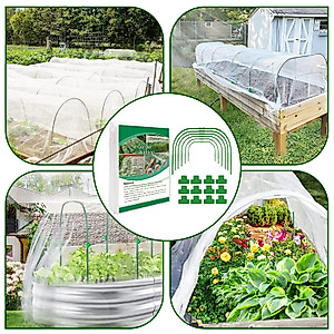 Garden Netting Kit, 6.5x10 ft Ultra Fine Mesh Netting with 6pcs Garden Hoops & 12 Clips, Protection Plant Covers for Raised Beds Vegetable Fruits Flowers Crop Greenhouse Row Cover