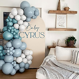 Dusty Blue Balloon Garland Blue White Balloon Arch Double Stuffed Latex Balloons Slate Blue Balloon Garland Kit For Baby Shower Birthday Wedding Anniversary Party Decorations