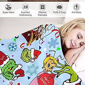 sunmond Merry Christmas Blanket Throw Fleece Blanket All Season Light Weight Living Room/Bedroom Warm Blanket 50"X40"