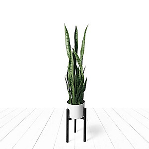 flybold Artificial Fake Snake Plants - Faux Indoor Plant - Modern Decor Artificial House Plant - Large Faux Sansevieria Plant with 28 Tall Leaves - Includes White Pot and Tripod - Green - 36in