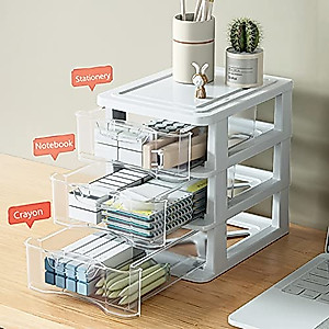 Walbest Sundries Storage Box Drawer Type Sundries Storage Box Container Save Space Dustproof White Triple Layer