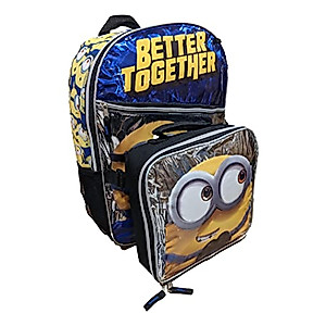 Accessory Innovations Minions Full Size 16 Inch Backpack with Detachable Lunch Box