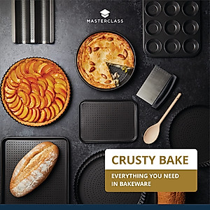 MasterClass KCMCCB3 Crusty Bake Perforated Baking Tray with PFOA Non Stick, Robust 1 mm Carbon Steel, 39 x 27 cm, Grey