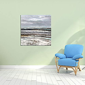 Yihui Arts Seascape Wall Art - Abstract Coastal Artwork Picture - Beach Oil Painting on Wrapped Canvas Art for Living Room Bedroom Office Decor