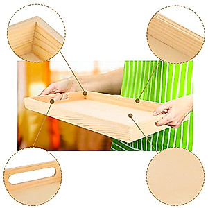Aodaer 5 Packs Wooden Nested Serving Trays Kitchen Nesting Trays Wooden Trays Rectangular Shape Wood Trays for Kitchen, Breakfast, Party