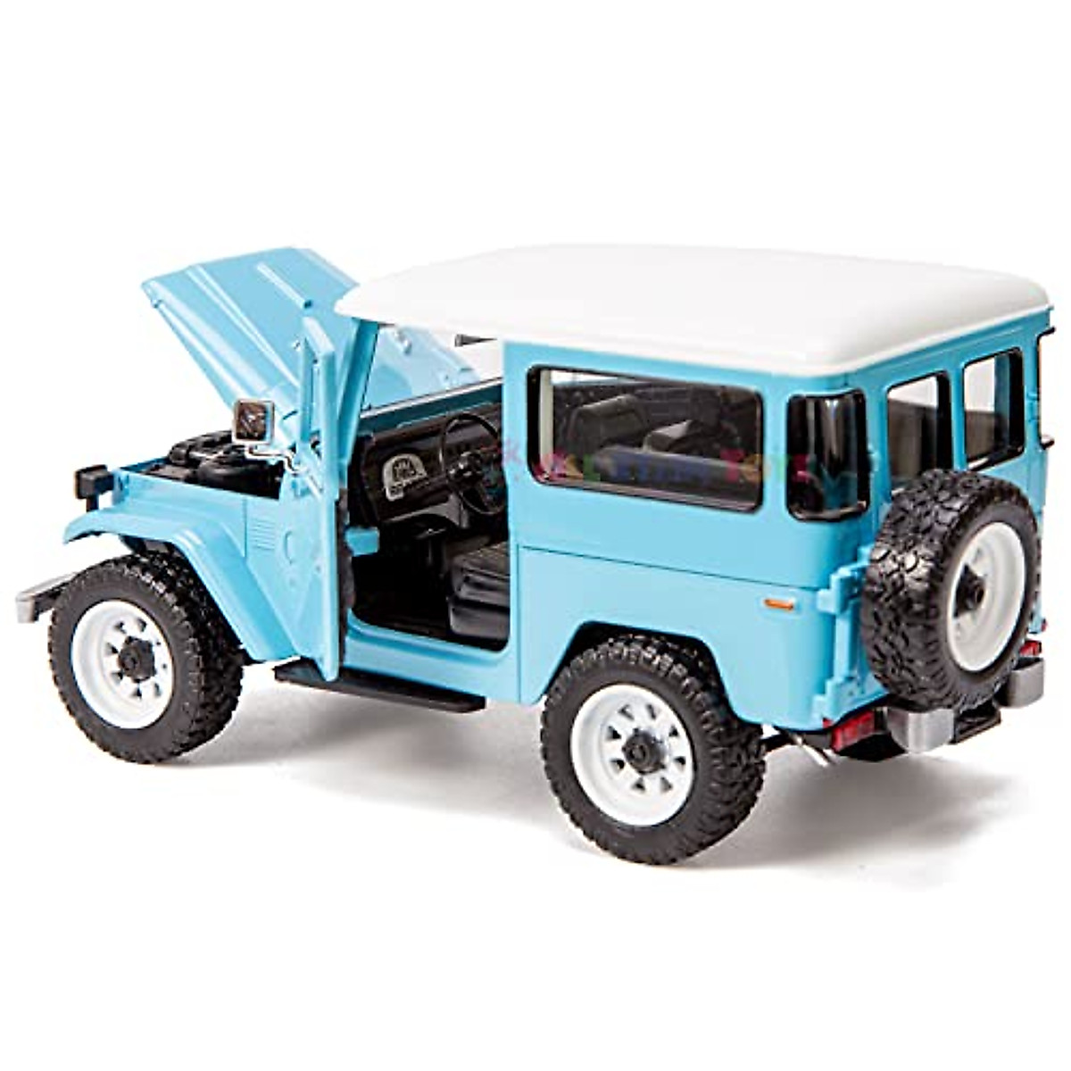 All Star Toys Toyota Land Cruiser FJ40 Sky Blue with Custom Off-Road Wheels 1/24 Diecast Model by Motormax 79323 Exclusive FJ Cruiser J40