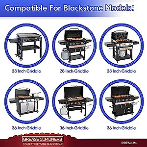 WWM 30 Pack Grease Cup Liners Compatible for Blackstone Griddles 17'' 22'' 28'' 30'' 36 Inch, Aluminum Foil Rear Drip Pan Liners 5017 Compatible for Blackstone Griddle Accessories