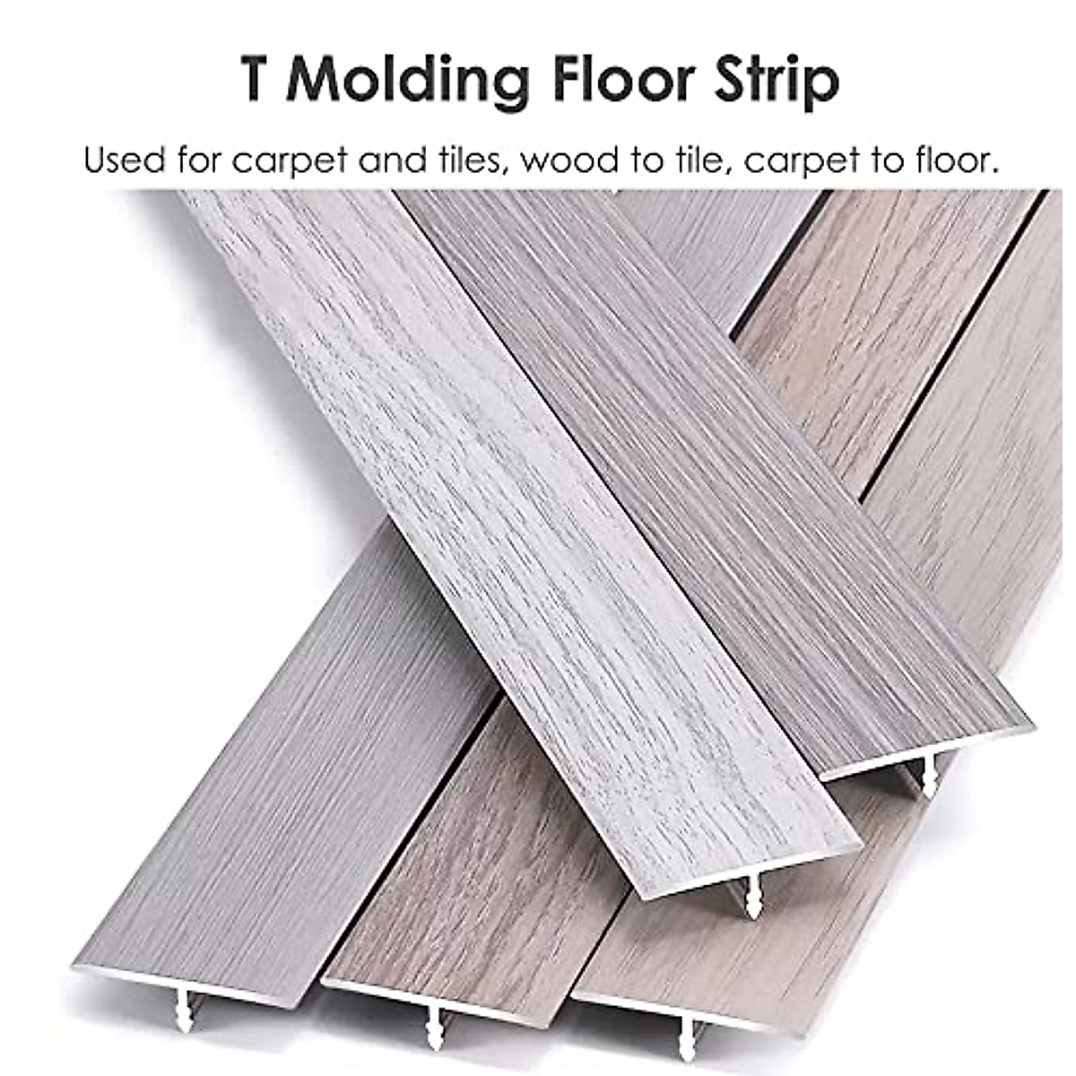 SRNSAEB T-Mold Floor Transition Strip Wood Grain, Aluminum Threshold Edging Trim, Large Gaps Cap, Wood to Tile, 90cm Long (Color : Style3)
