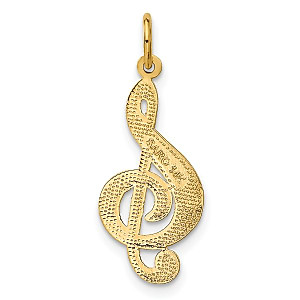 IceCarats 14K Yellow Gold Treble Clef Music Note Necklace Charm Pendant Only