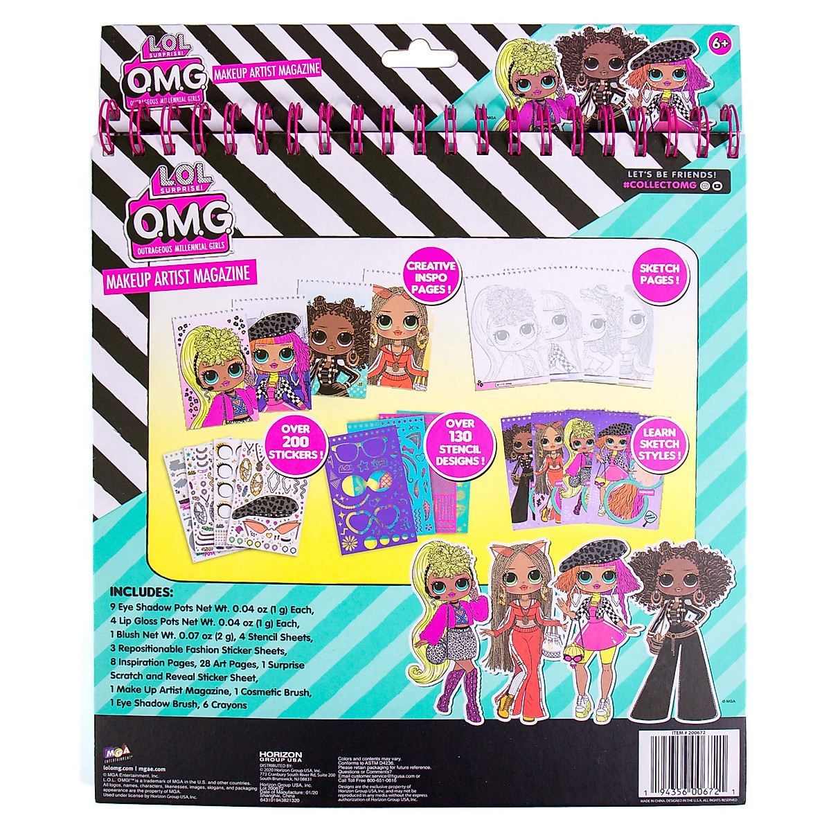 Horizon Group USA LOL OMG Make-Up Artist Magazine DIY Craft Kit, Design with Crayons, Stickers & More.Create Fashionable Looks Using Over 130 Stencil Designs & 200 Stickers
